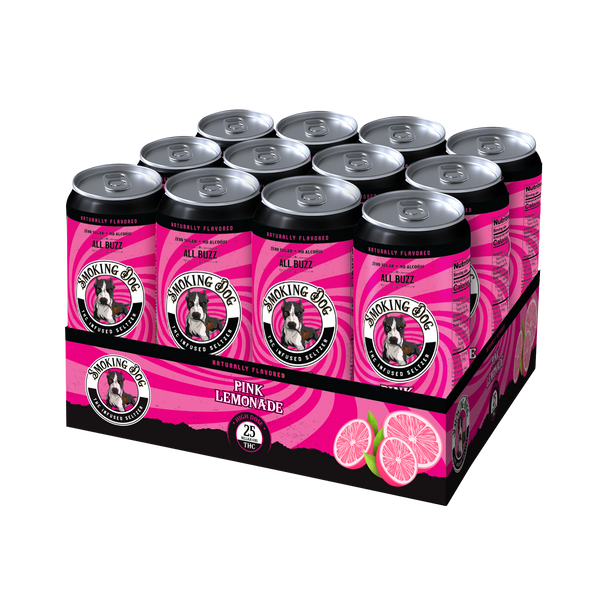 THC Infused Seltzer Pink Lemonade 25mg - 12 Pack ! – Smoking Dog