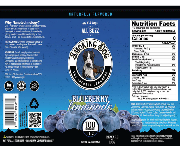 THC Infused Lemonade Blueberry 100mg | Smoking Dog